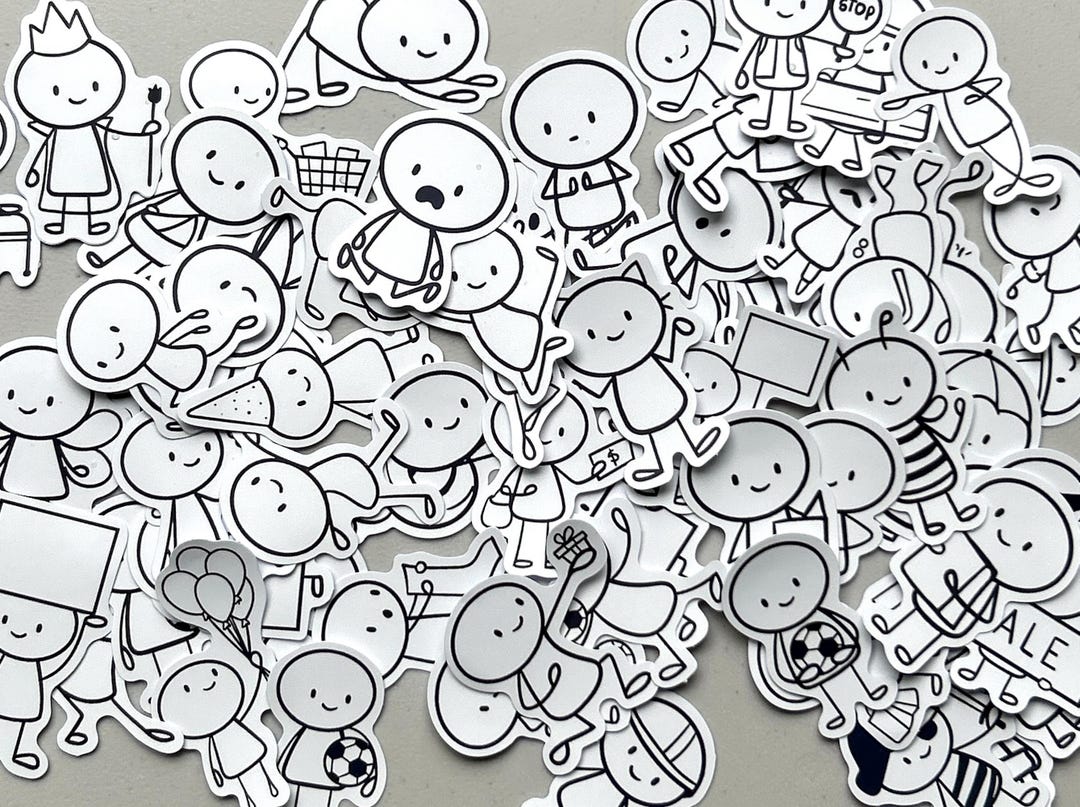 Stick Person Stickers Choose Your Pack Size Happy Mail Decals for Water ...