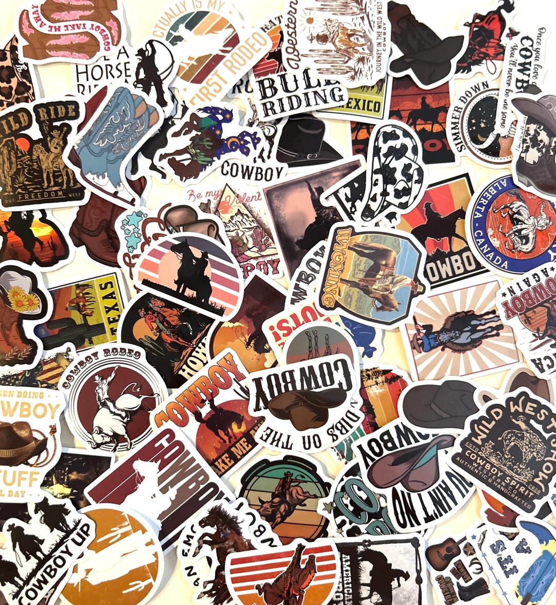 Cowboy Stickers: Western Hats, Boots, Horses - Happy Mail Decals - Etsy