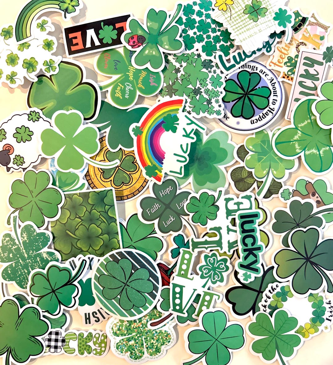 Four Leaf Clover Stickers Choose Your Pack Size Happy Mail Decal for ...