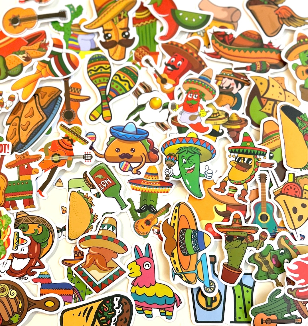 Mexican Food Stickers: Colorful Fiesta Decals for Laptops, Phones and ...