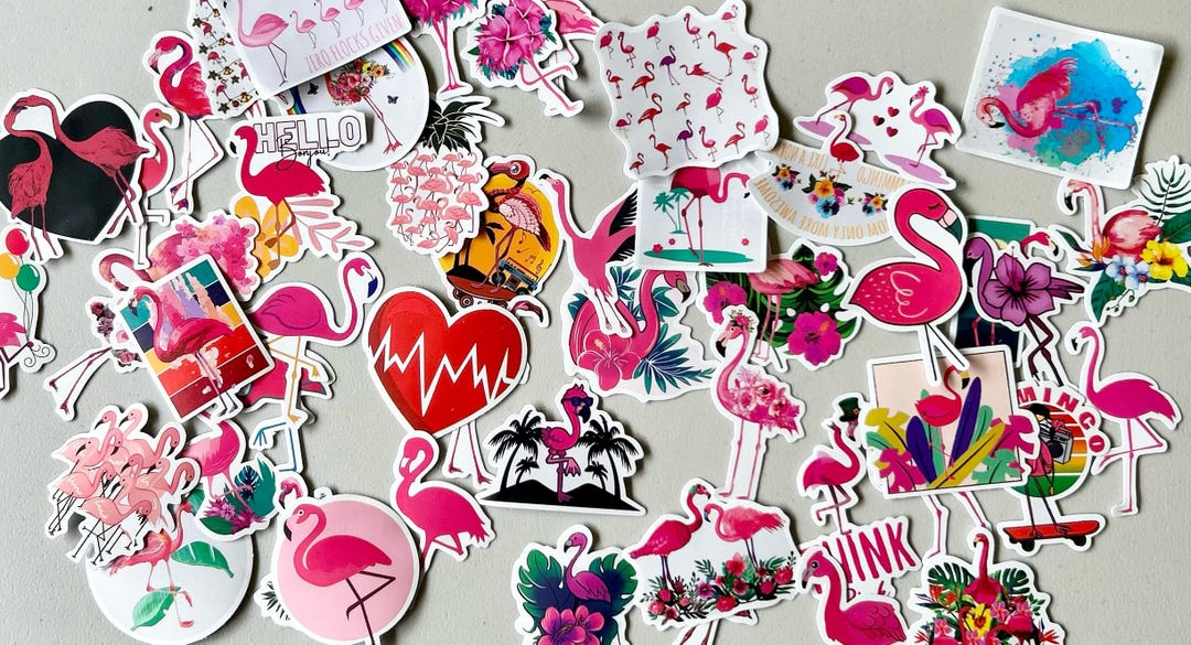Flamingo Stickers Choose Your Pack Size Happy Mail Decal for Water ...