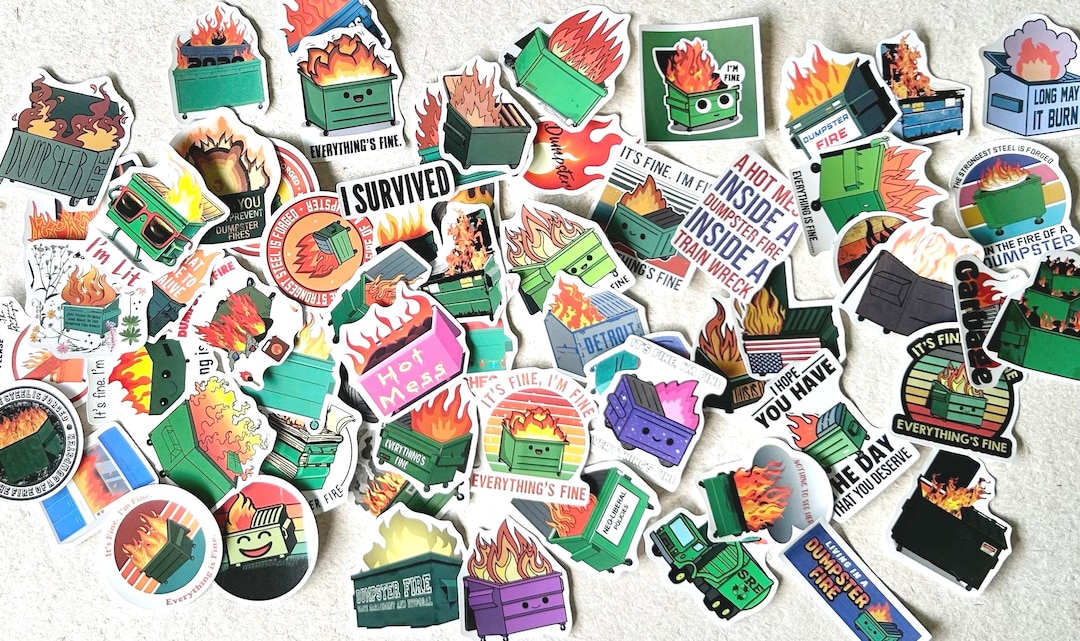 Dumpster Fire Stickers: Funny Laptop Decals, Water Bottle Stickers - Etsy