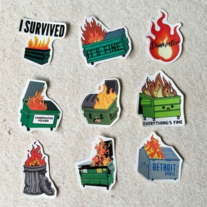 Dumpster Fire Stickers: Funny Laptop Decals, Water Bottle Stickers - Etsy