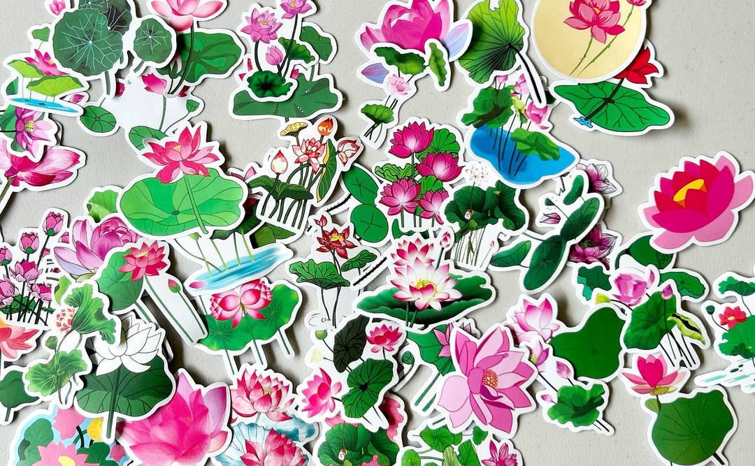 Pink Lotus Flower Stickers: Scrapbook & Laptop Decals - Etsy