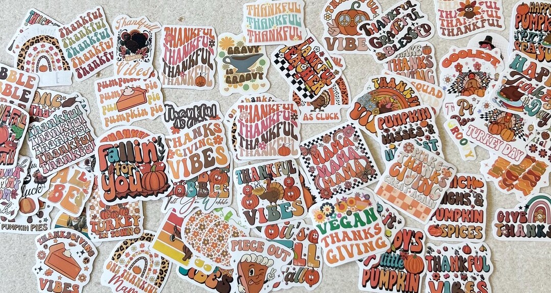 Thanksgiving Stickers Choose Your Pack Size Happy Mail Decal for Water ...