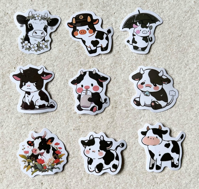 Cow Stickers: Decals for Scrapbooks, Laptops, and Journals - Etsy
