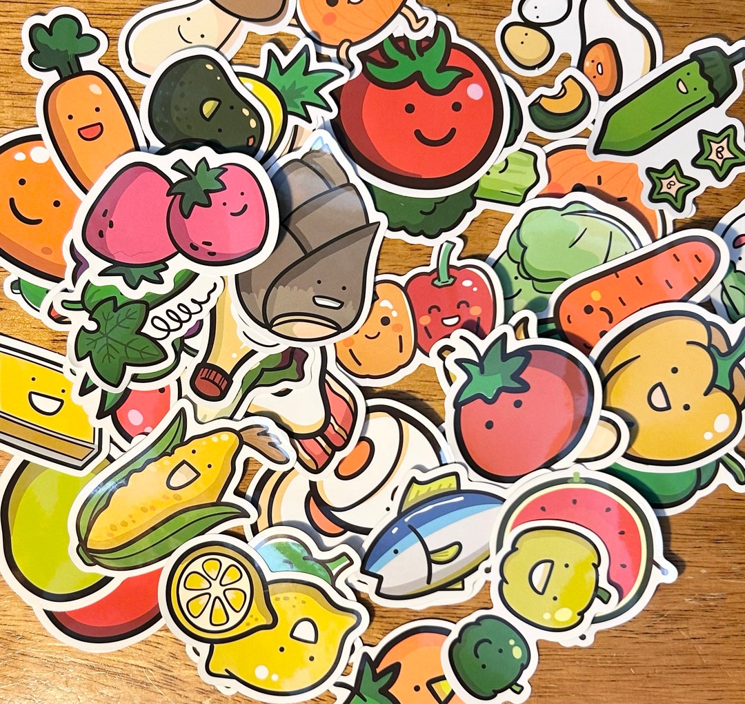 Funny Face Food Stickers Choose Your Pack Size Happy Mail Decal for ...