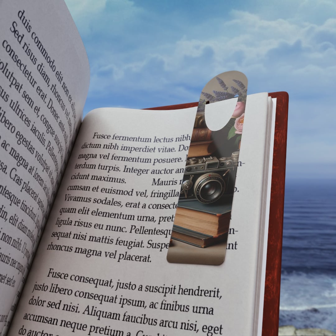 Camera Bookmark, Camera and Books, Metal Engraved Bookmark, Camera ...