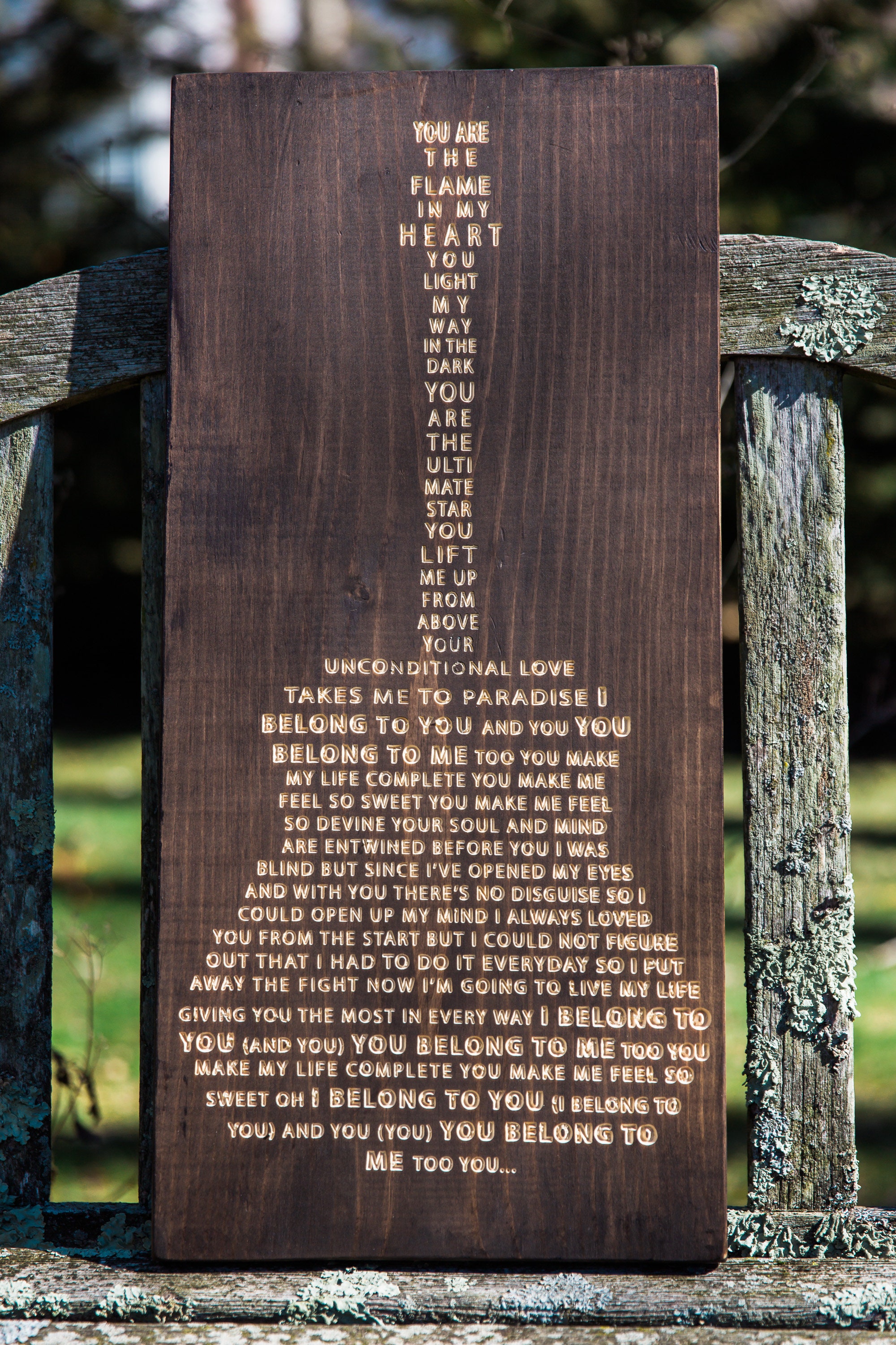 CUSTOM Wedding Song Lyrics Carved in Wood | Etsy