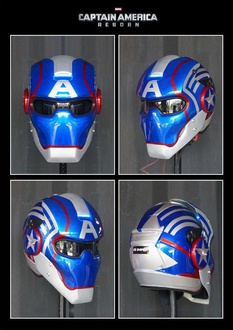 Helmet Captain America Heroi Motorcycle Helmets 1/1 Wearable - Etsy