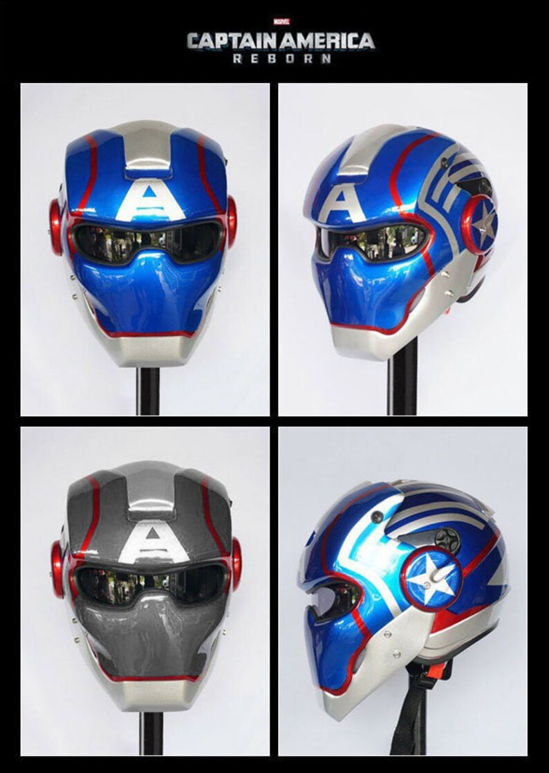 Helmet Captain America Heroi Motorcycle Helmets 1/1 Wearable - Etsy