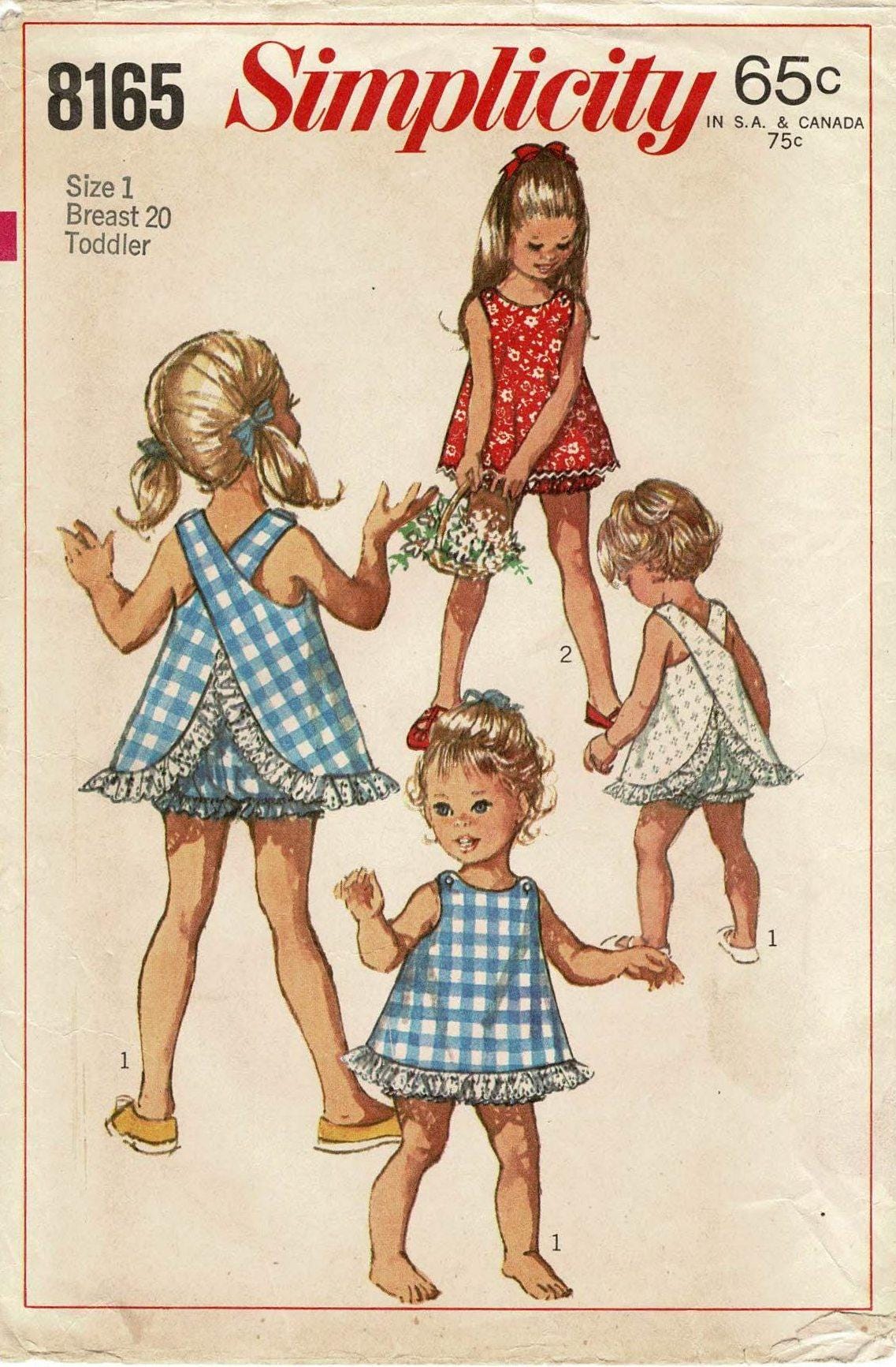 Girls Sleeveless TOP and BLOOMERS Toddler Child Size 1 Simplicity 8165 ...