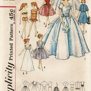 PDF DOLL Clothes Pattern for 11-1/2" Teen BRIDAL Gown Dress Simplicity ...