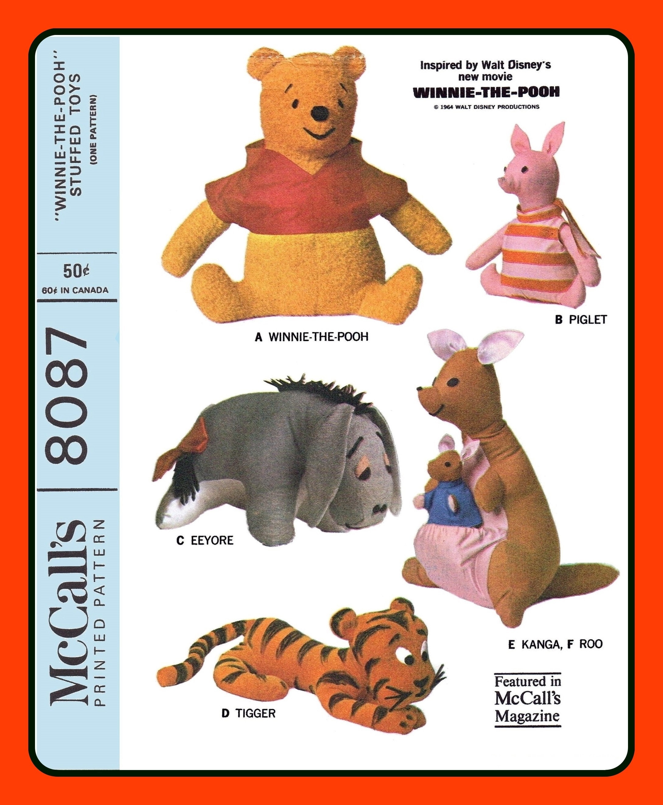 Mccall's 8087 Disney Winnie the Pooh Tigger and Friends Vintage 1968 ...