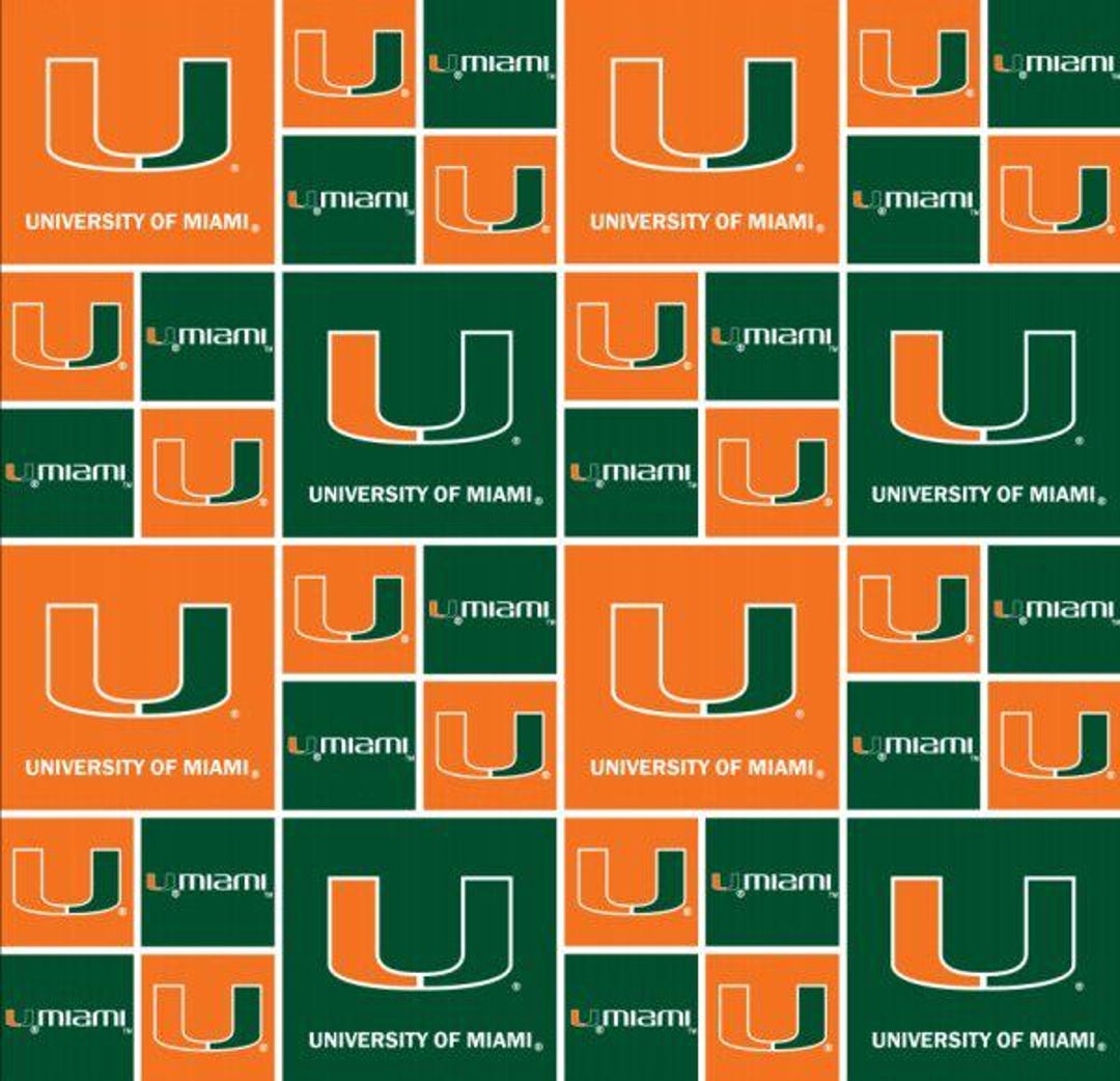University of Miami Hurricanes Block Print Cotton Fabric by the Yard - Etsy