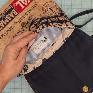 Upcycled Blue Red Basmati Rice Burlap Crossbody Bag, Casual Purse Made ...