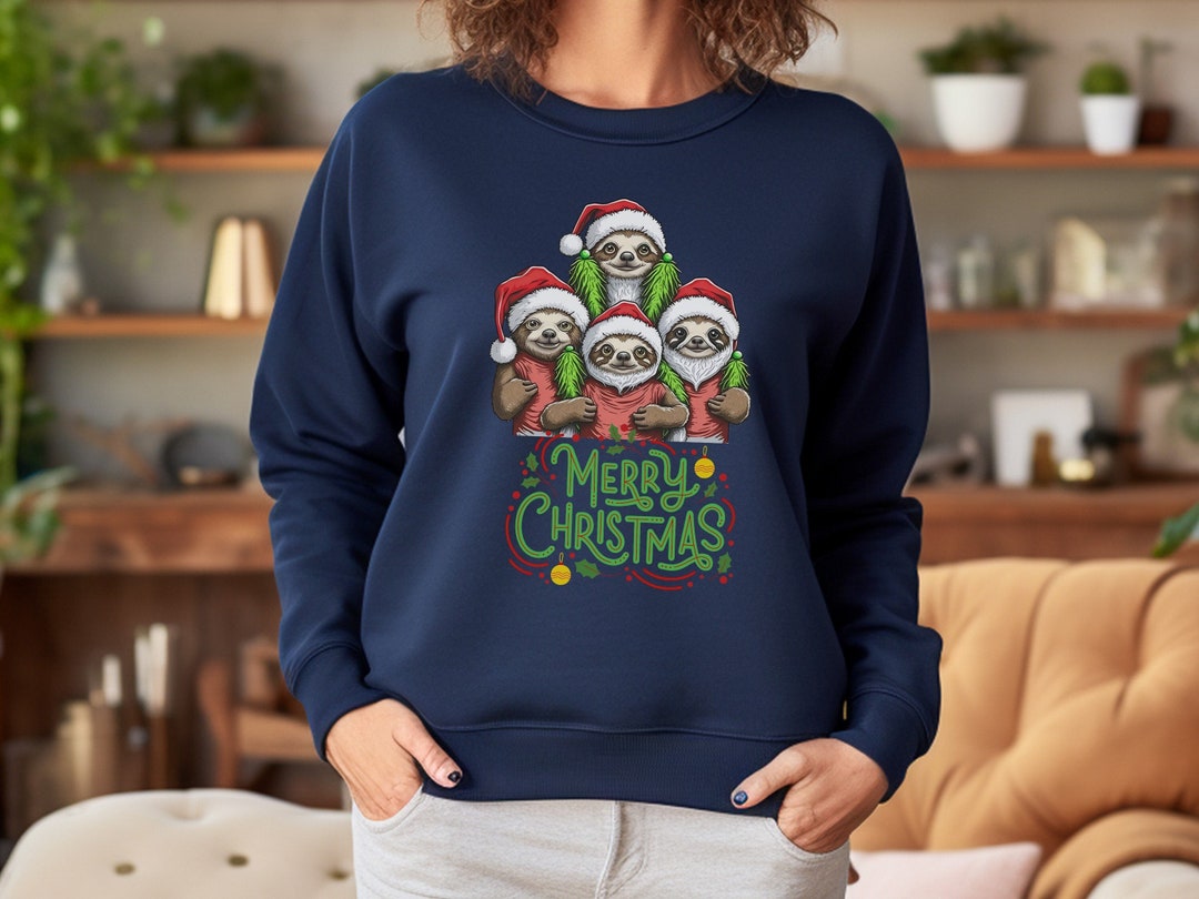 Merry Christmas Sloths Squad Sweatshirt Cute Sloths Christmas Shirt ...