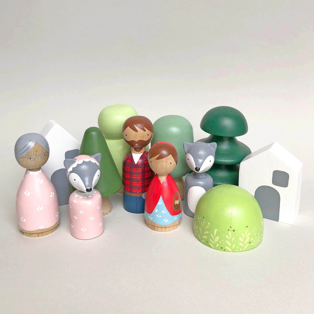 Red Riding Hood Wooden Toy Set for Toddlers Storytelling Toys for Kids ...