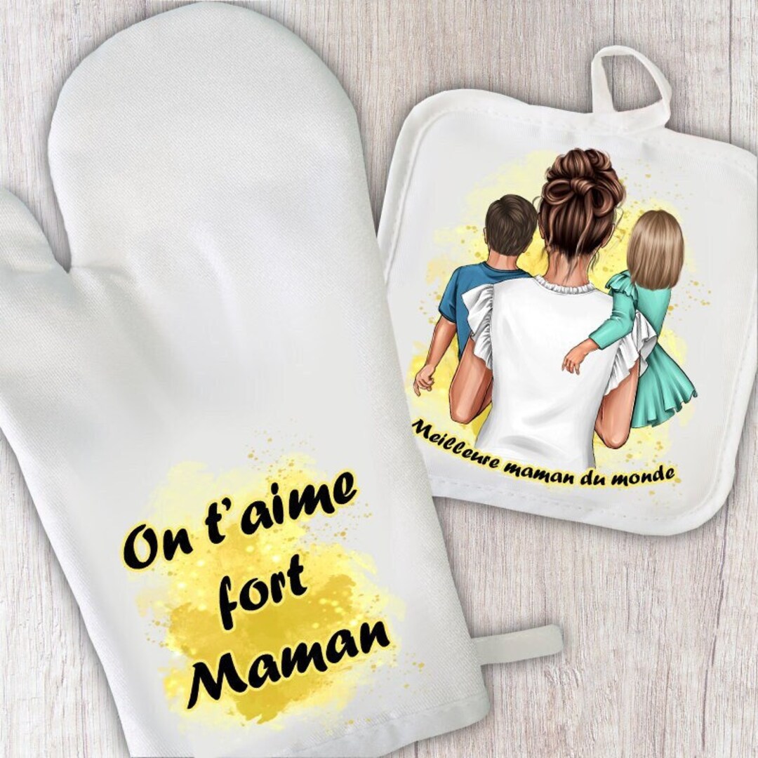 Duo Manique Et Gant Maman Personnalisable Avec Deux Enfants - Etsy