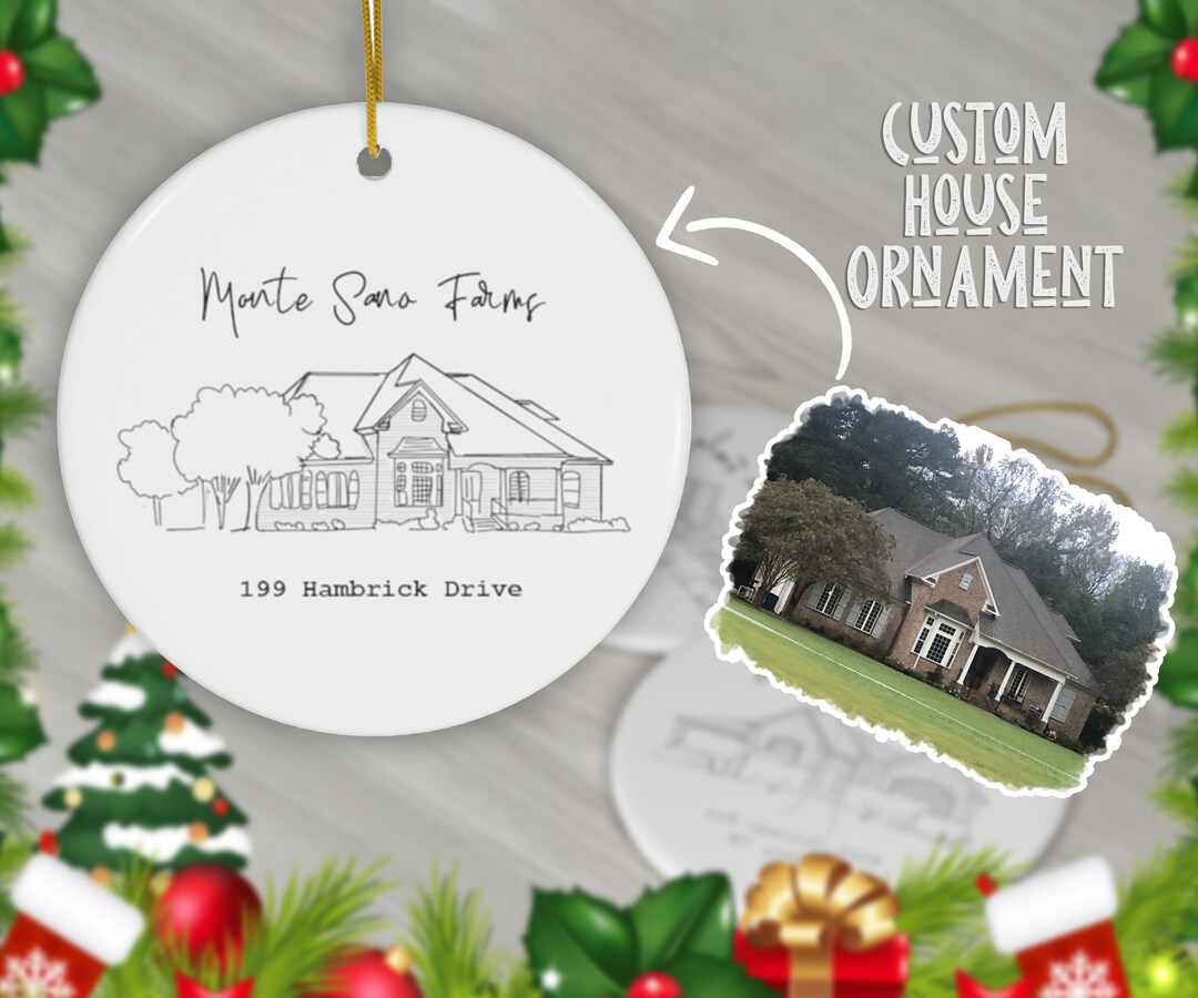 Personalized New Home Sketch, Line Art House Ornament, Custom House ...