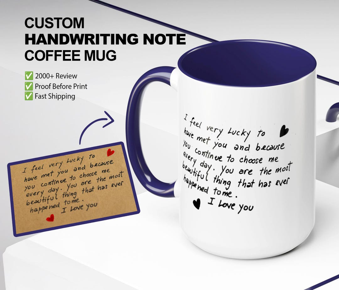 Custom Handwriting Mug Personalized Message Coffee Cup With Your Note ...