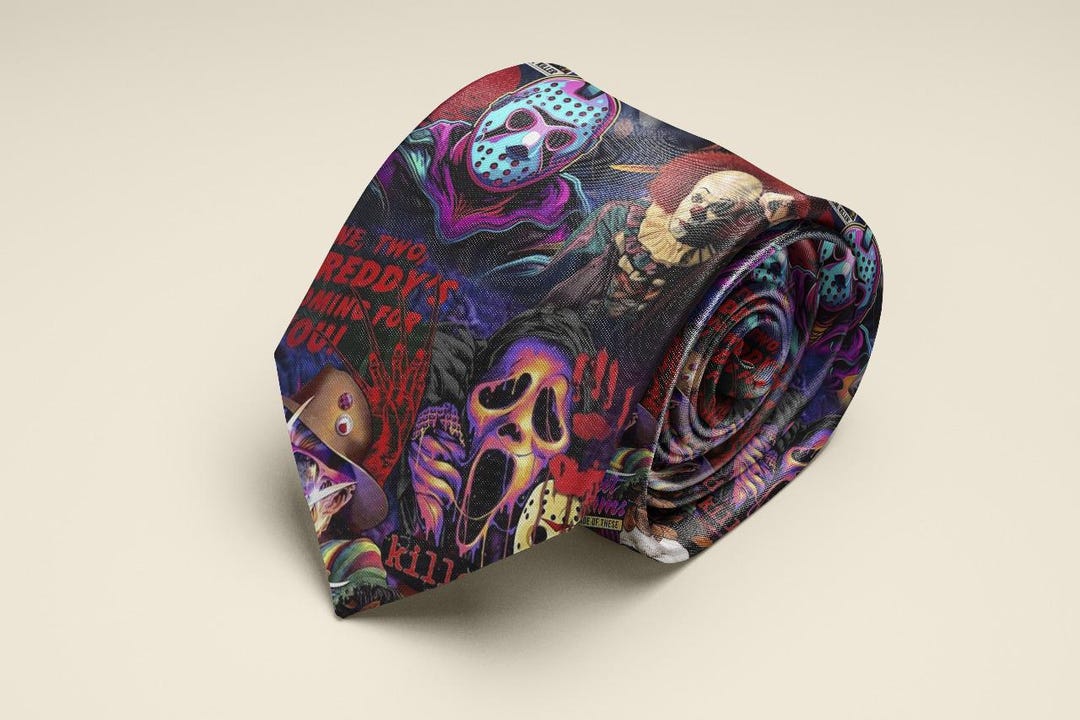 Horror Movie Necktie Mens Horror Tie Slasher Film Villains Tie ...
