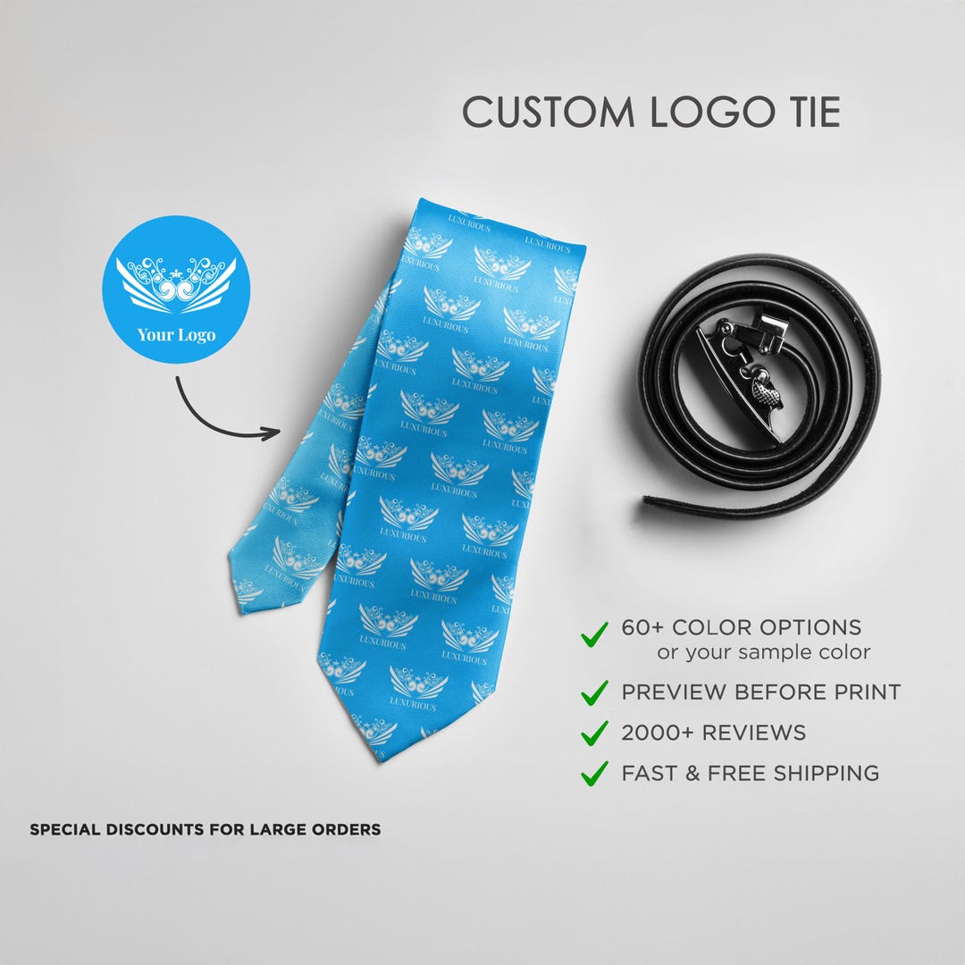 Company Logo Tie Personalized Work Necktie Branded Corporate Gift for ...