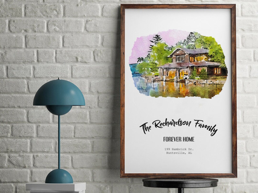 Custom House Portrait / Forever Home / Housewarming Gift / First Home ...