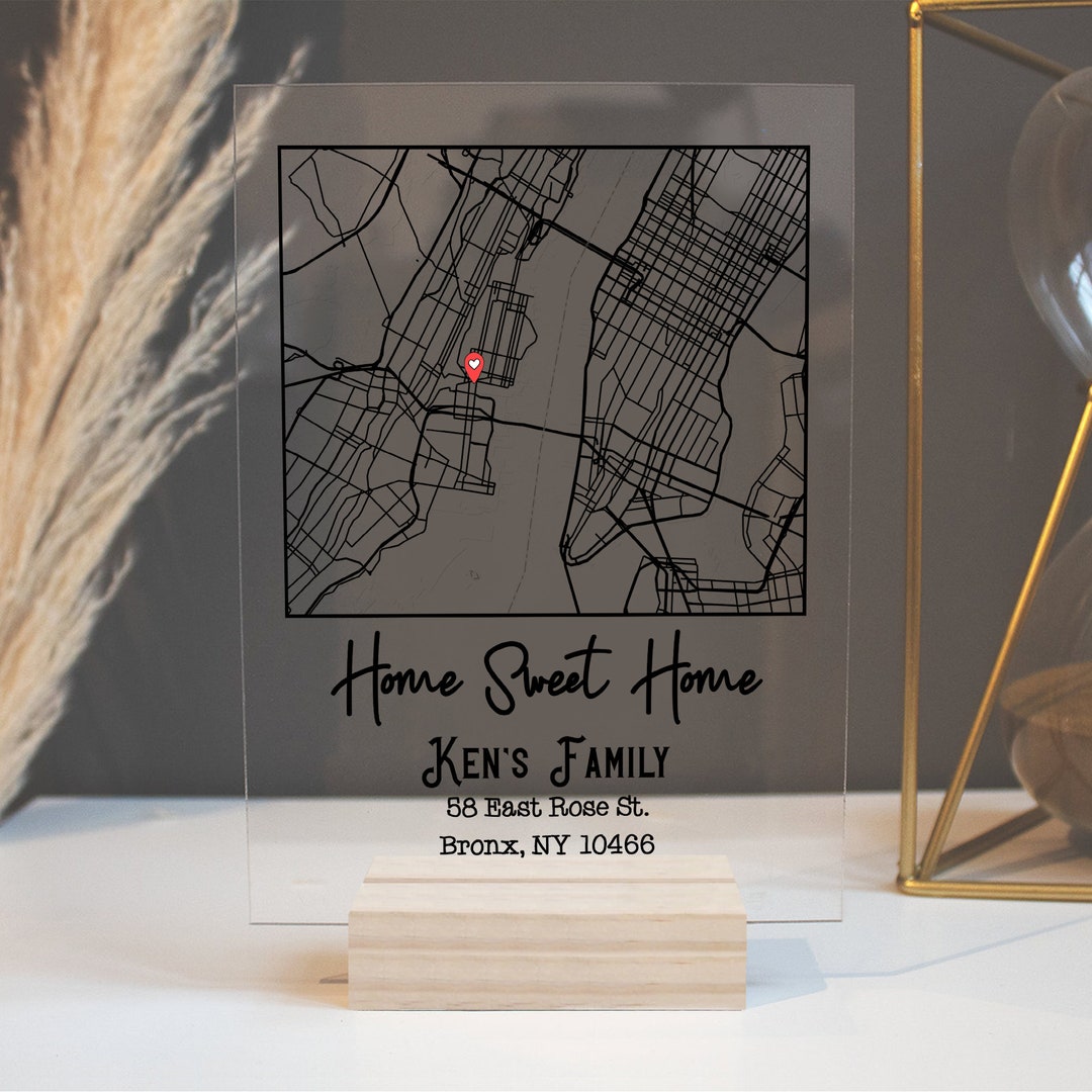 Personalized Acrylic Map Engaged, Anniversary, Engagement With Wood ...