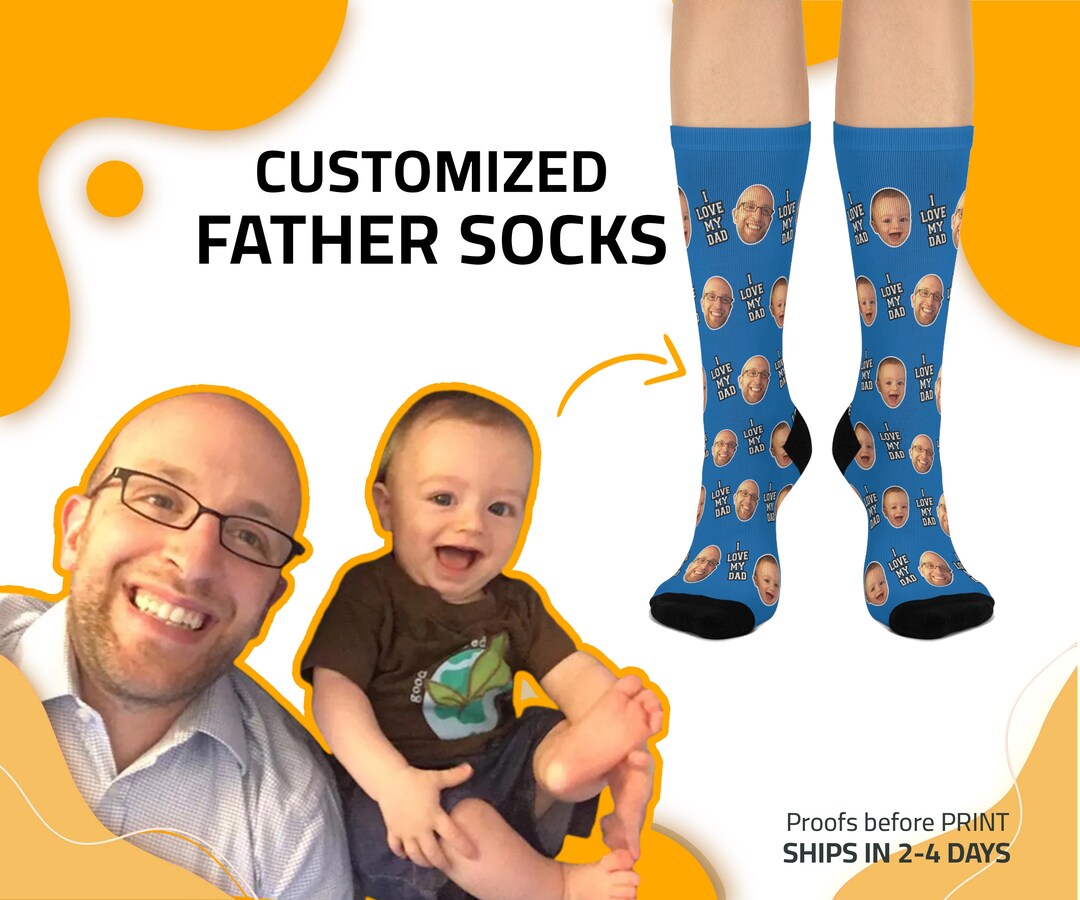 Gift for Dad, Fathers Day Socks, Custom Face Socks, Personalized Socks ...