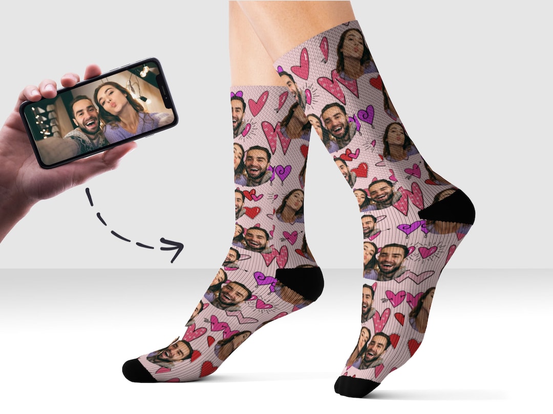 Custom Couple Valentine Socks , Hearts Socks, Valentine's Day Socks ...