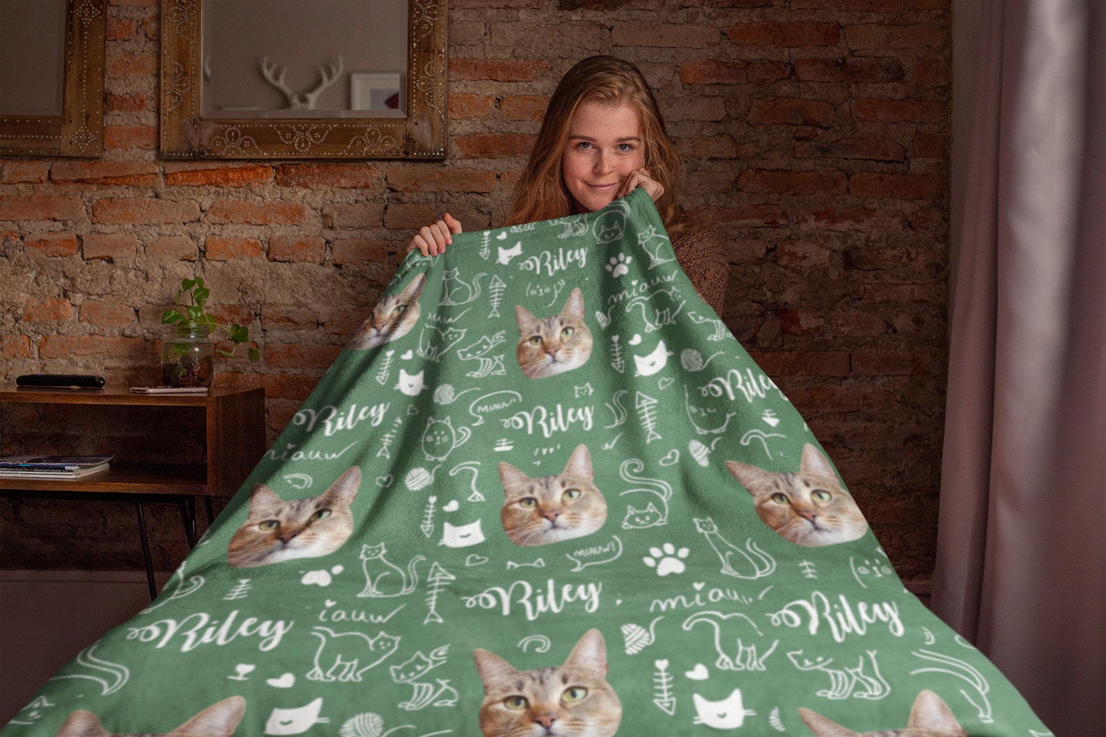 Personalized Pet Cat Photo Blanket Custom Cat Face and Name - Etsy