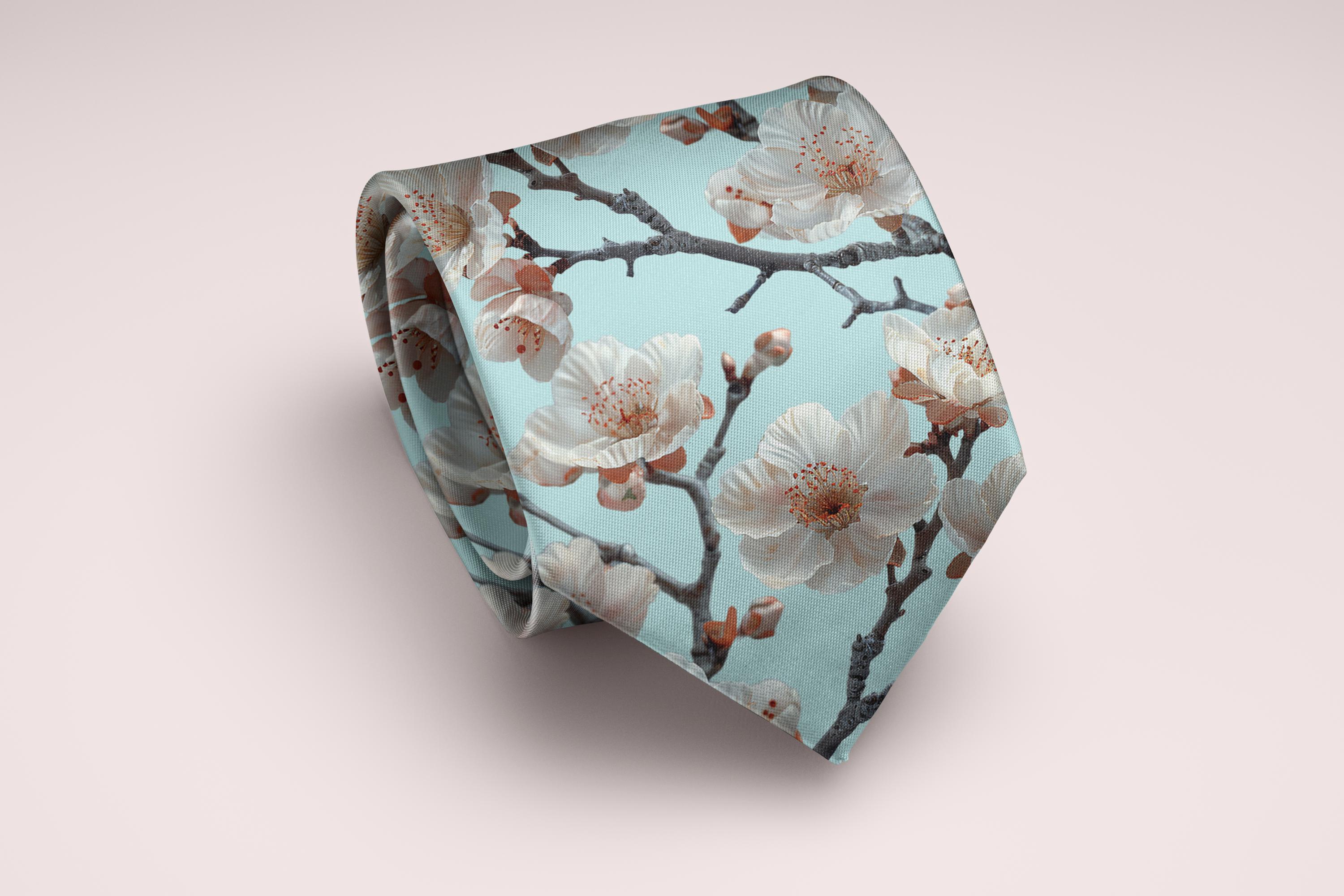 Floral Tie Cherry Blossom Necktie Mens Wedding Tie Spring Flower Tie ...