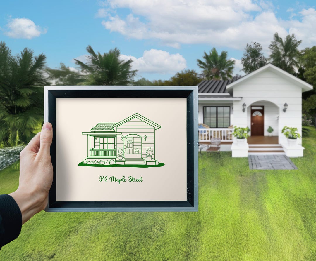 Custom House Sketch, House Illustration, New Home Gift, Housewarming ...