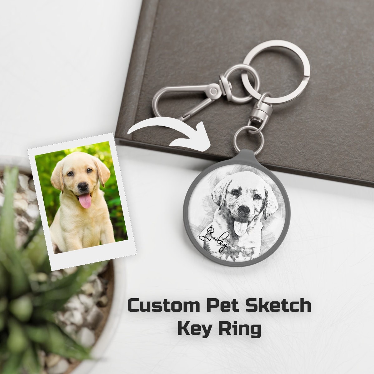 Custom Pet Sketch Keychain Custom Dog Keychain Pet Memorial | Etsy