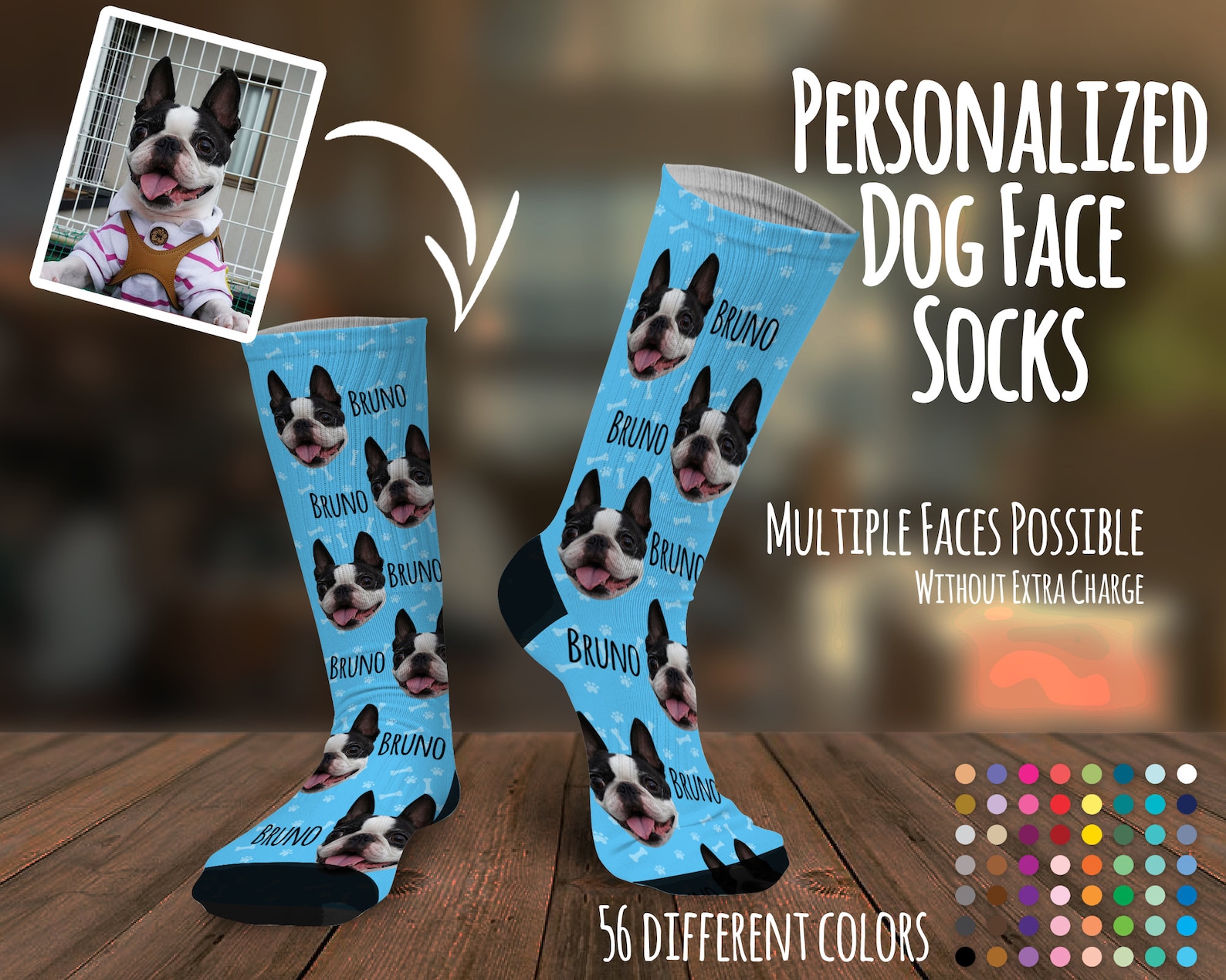 Custom Dog Face Socks/custom Dog Socks/custom Face Socks for , Pet Dog ...