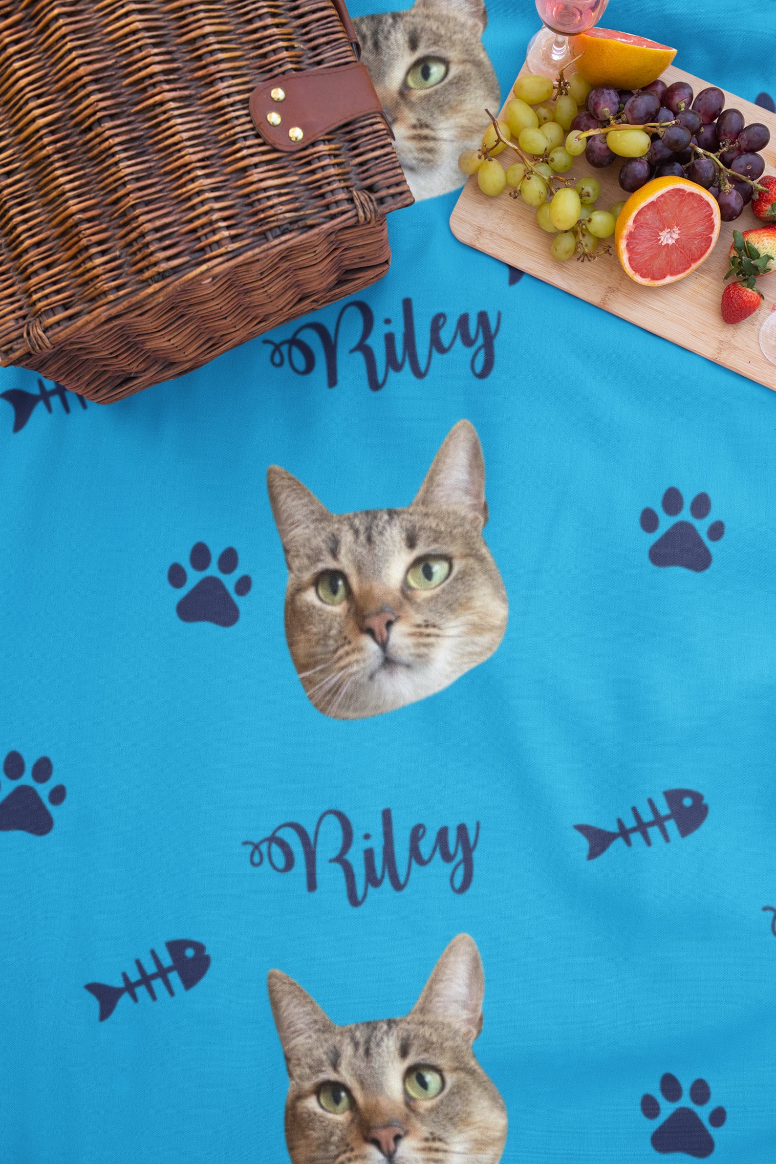 Personalized Pet Cat Photo Blanket, Custom Cat Face and Name Blankets ...