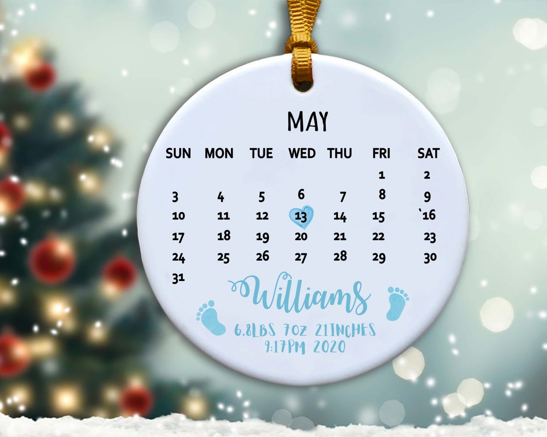 Baby Born Date Custom Calendar Date Ornament / Newborn Baby Gift ...
