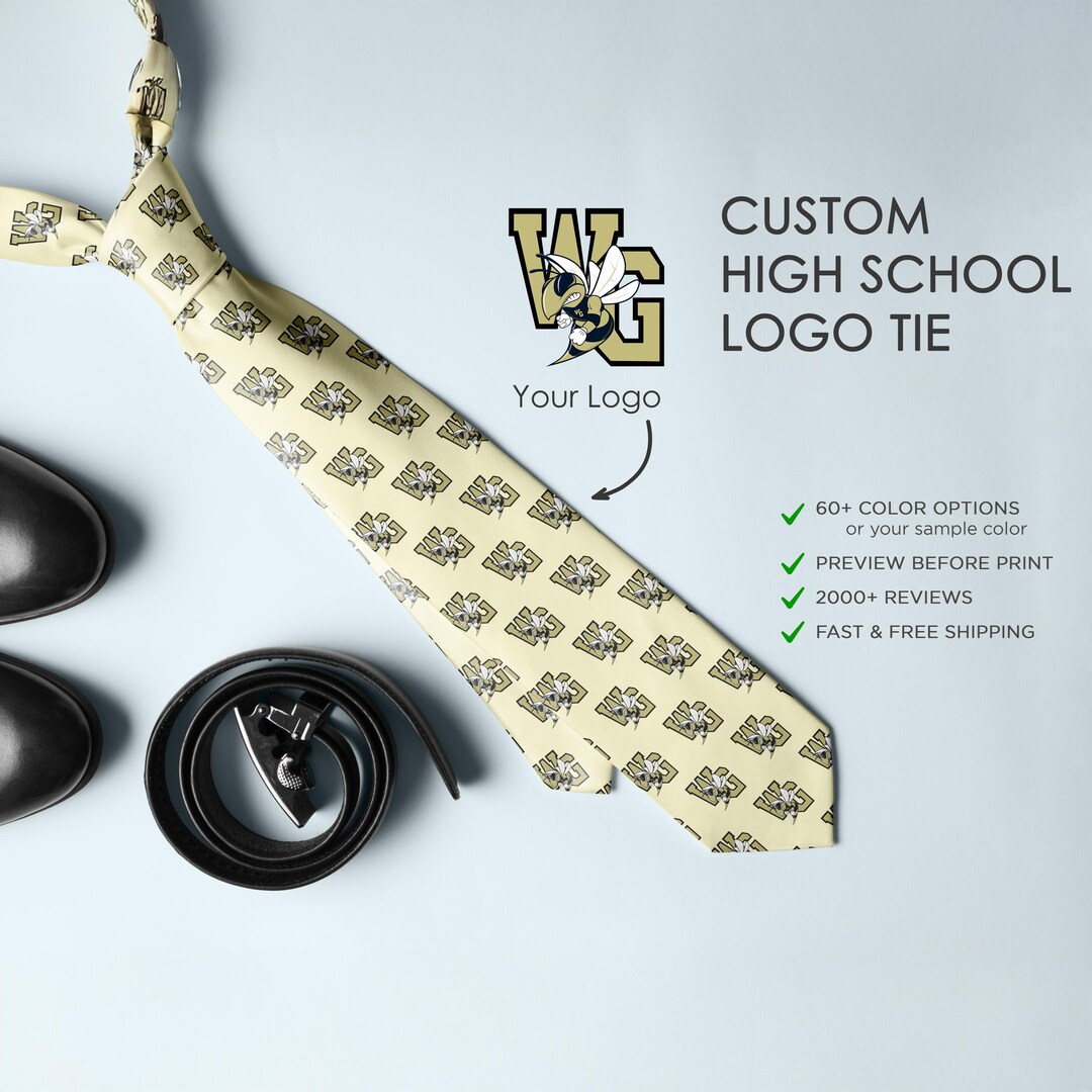 Personalized High School Logo Tie Custom Sports Team Necktie for ...