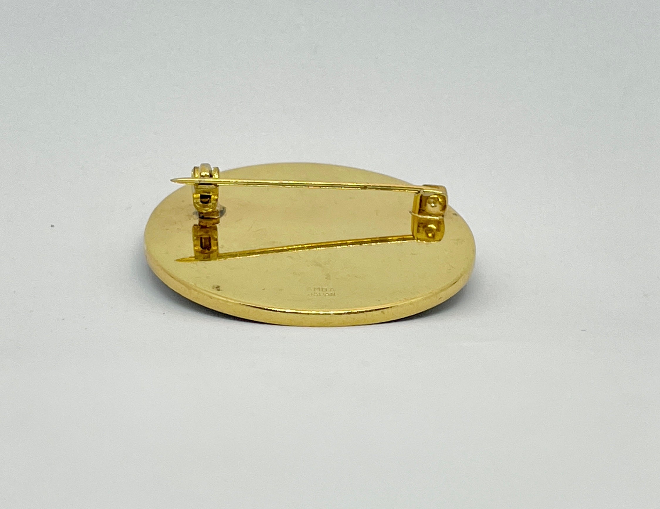 Vintage Japanese Amita Damascene Inlay Brooch Pin Gold and - Etsy