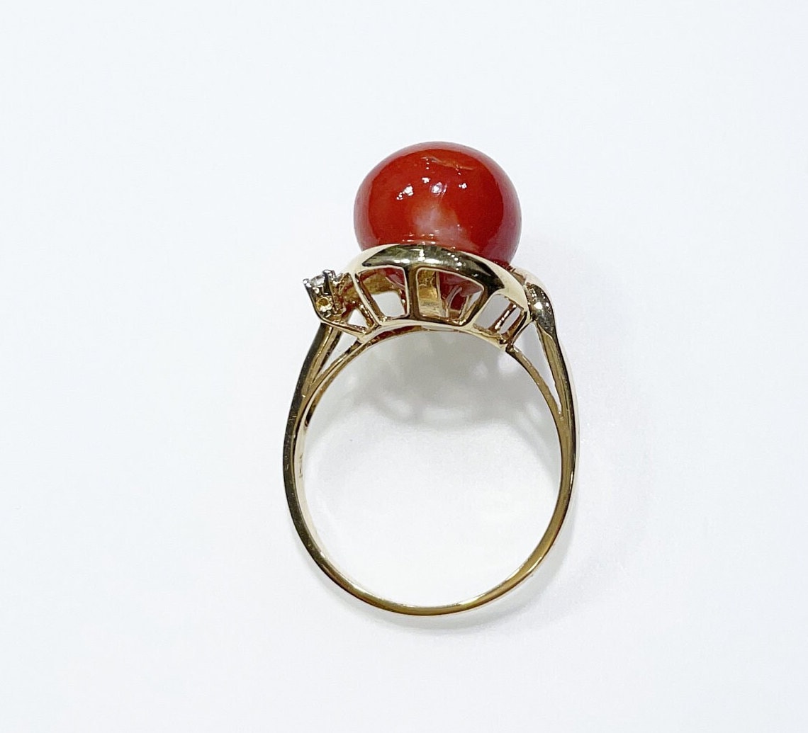 Genuine Natural Hawaiian Red Sphere Coral Diamond 14k Yellow - Etsy
