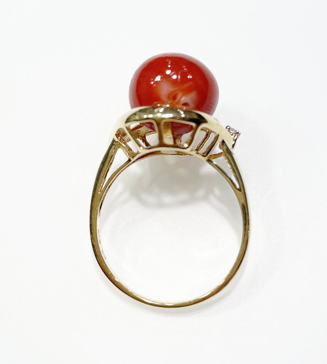 Genuine Natural Hawaiian Red Sphere Coral Diamond 14k Yellow - Etsy