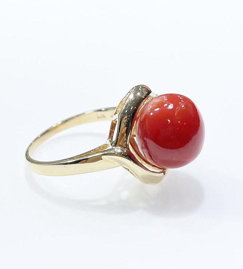 Genuine Natural Hawaiian Red Sphere Coral Diamond 14k Yellow - Etsy