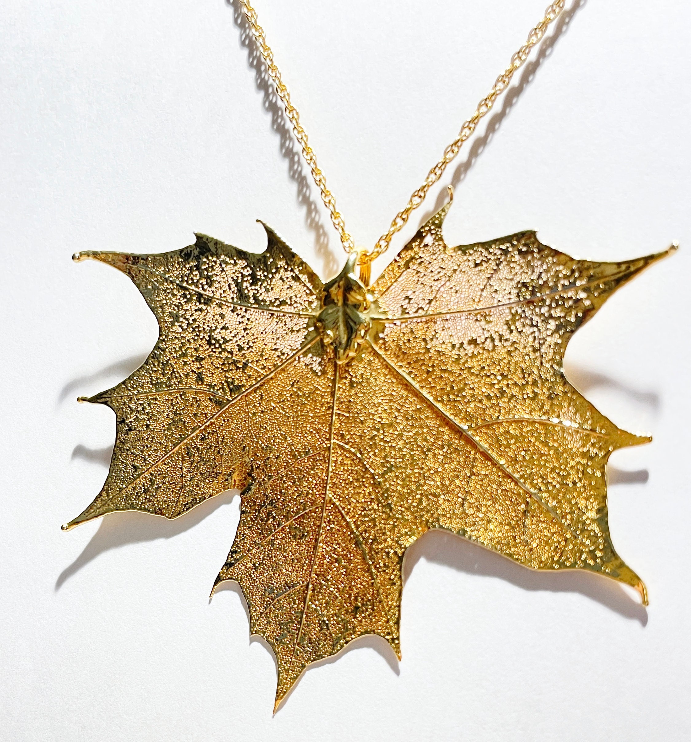 Vintage 24k Gold Plated Sugar Leaf Maple Pendant Necklace Large - Etsy