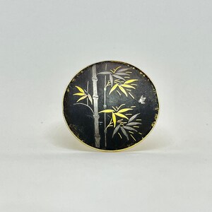 Vintage Japanese Amita Damascene Inlay Brooch Pin Gold and Silver Tone ...