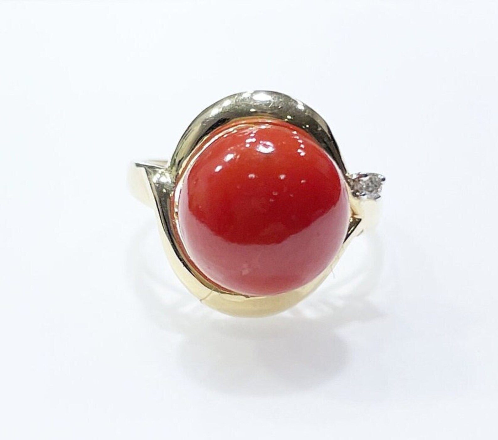 Genuine Natural Hawaiian Red Sphere Coral Diamond 14k Yellow - Etsy
