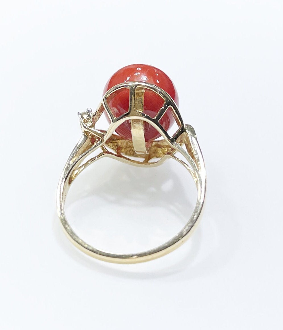 Genuine Natural Hawaiian Red Sphere Coral Diamond 14k Yellow - Etsy