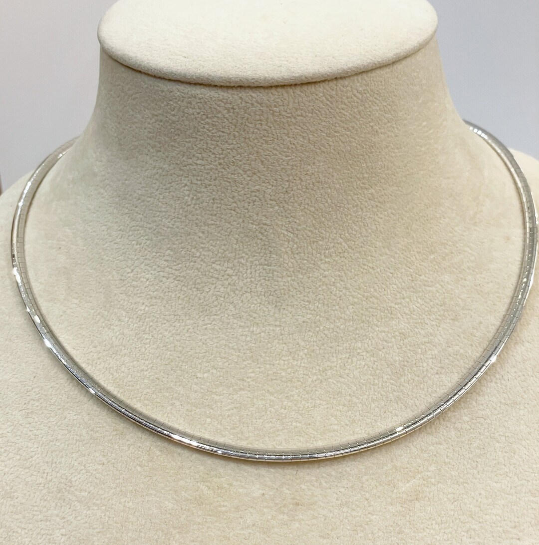 14K Gold Reversible Omega Necklace: Italian Yellow & White Gold, 16.25 ...