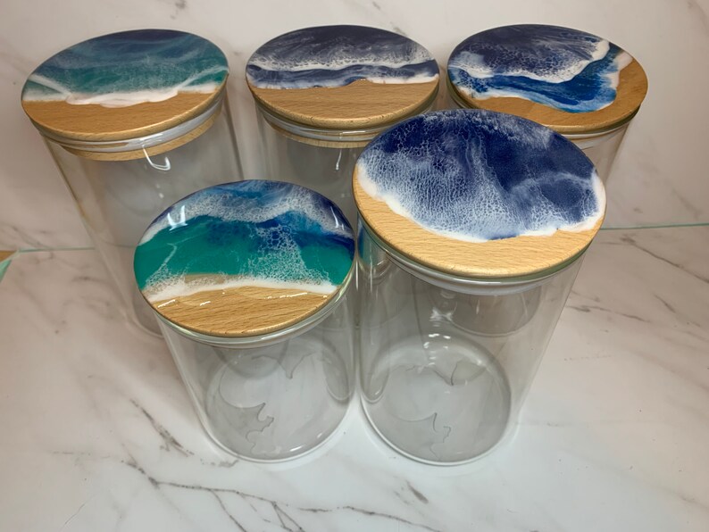 Beach Resin Glass Cylinder Canister - Etsy