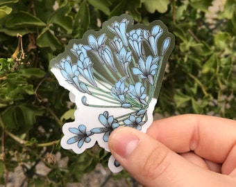 Blue Flower Sticker Clear Sticker | Etsy